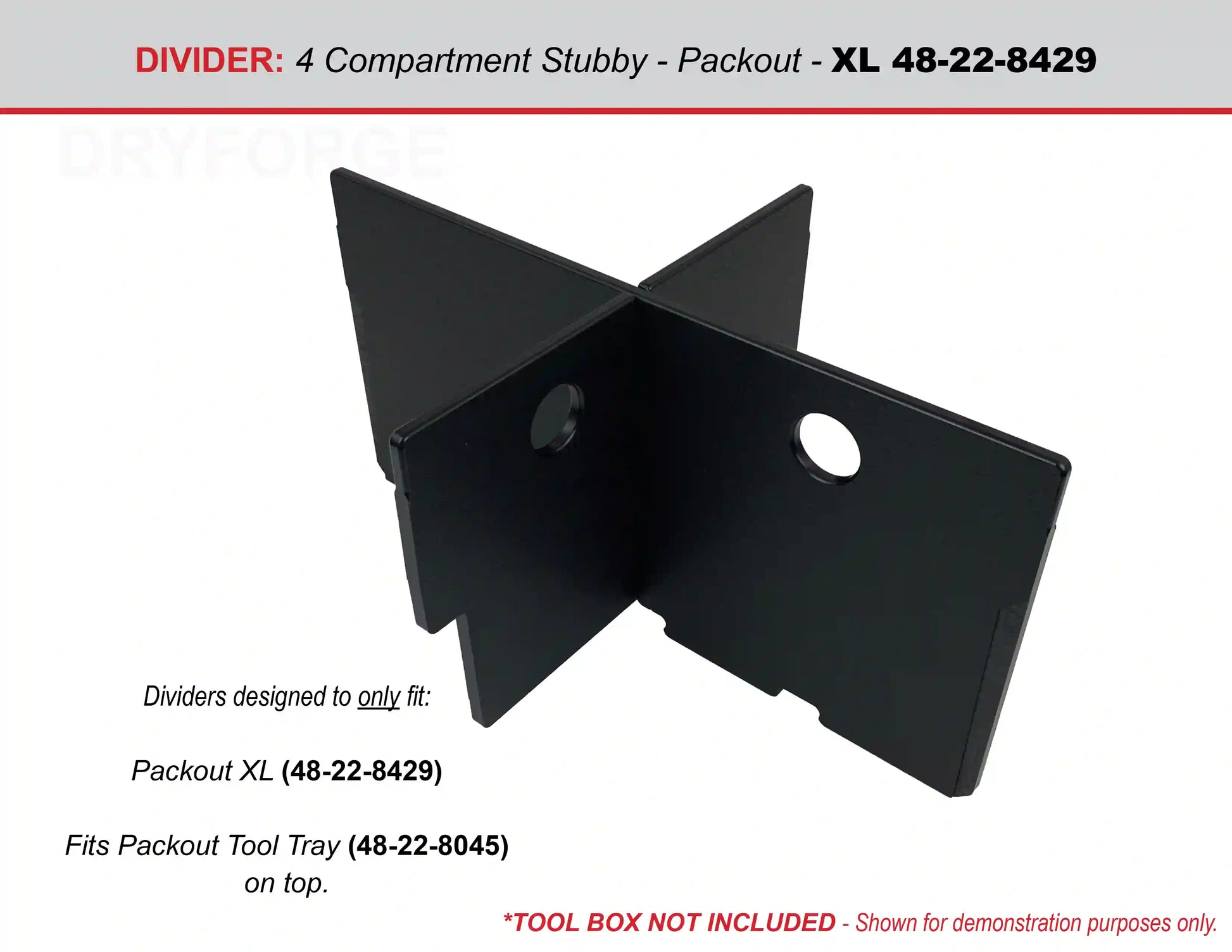 Stubby Divider for Packout XL Tool Box 48-22-8429 fits Packout Tool Tr ...