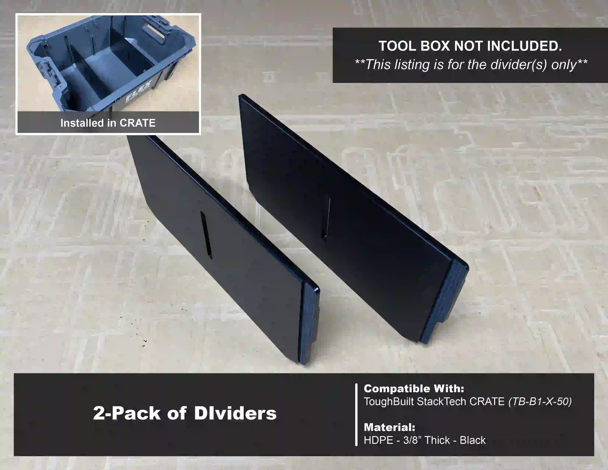 Divider for FLEX Stack Pack CRATE Tool Box - Tools/Case NOT Included ...