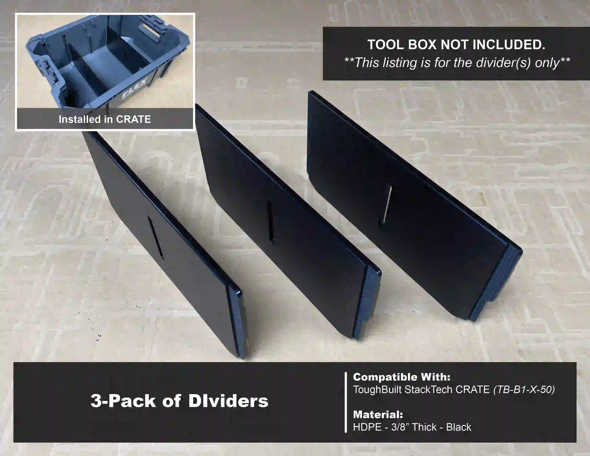 Divider for FLEX Stack Pack CRATE Tool Box - Tools/Case NOT Included ...