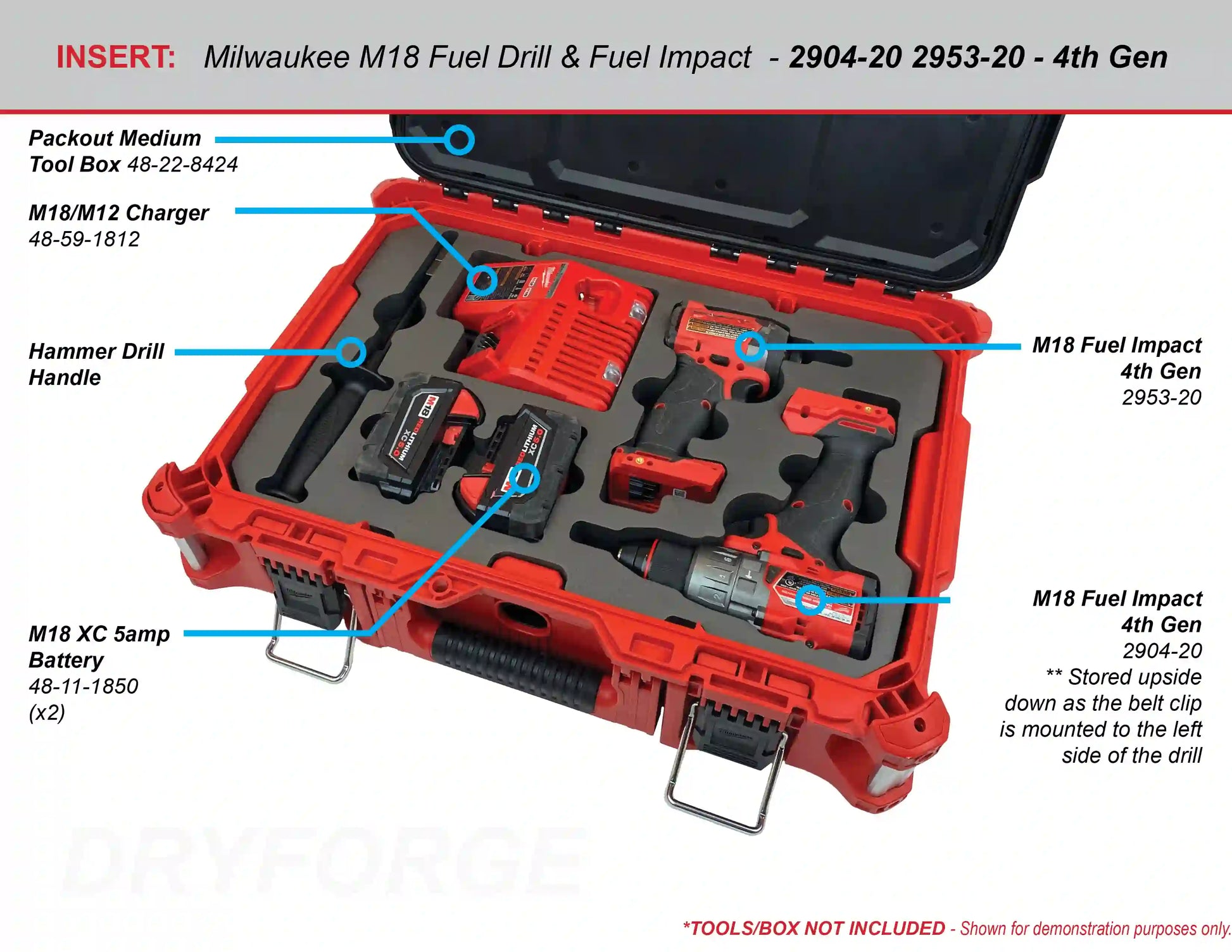 FOAM INSERT to store M18 Drill Impact in a Milwaukee Packout Medium – dryforge