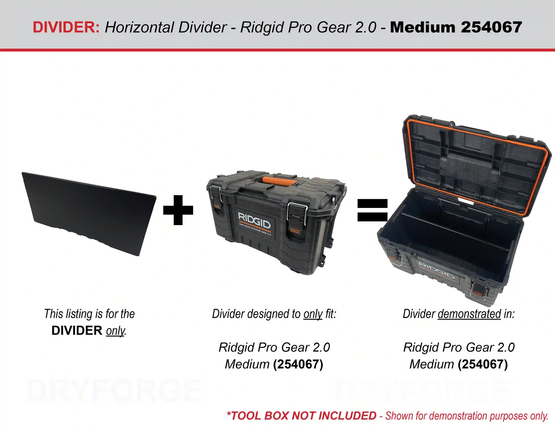 Horizontal Divider for Ridgid Pro Gear 2.0 Medium Tool Box - Tools/Cas ...