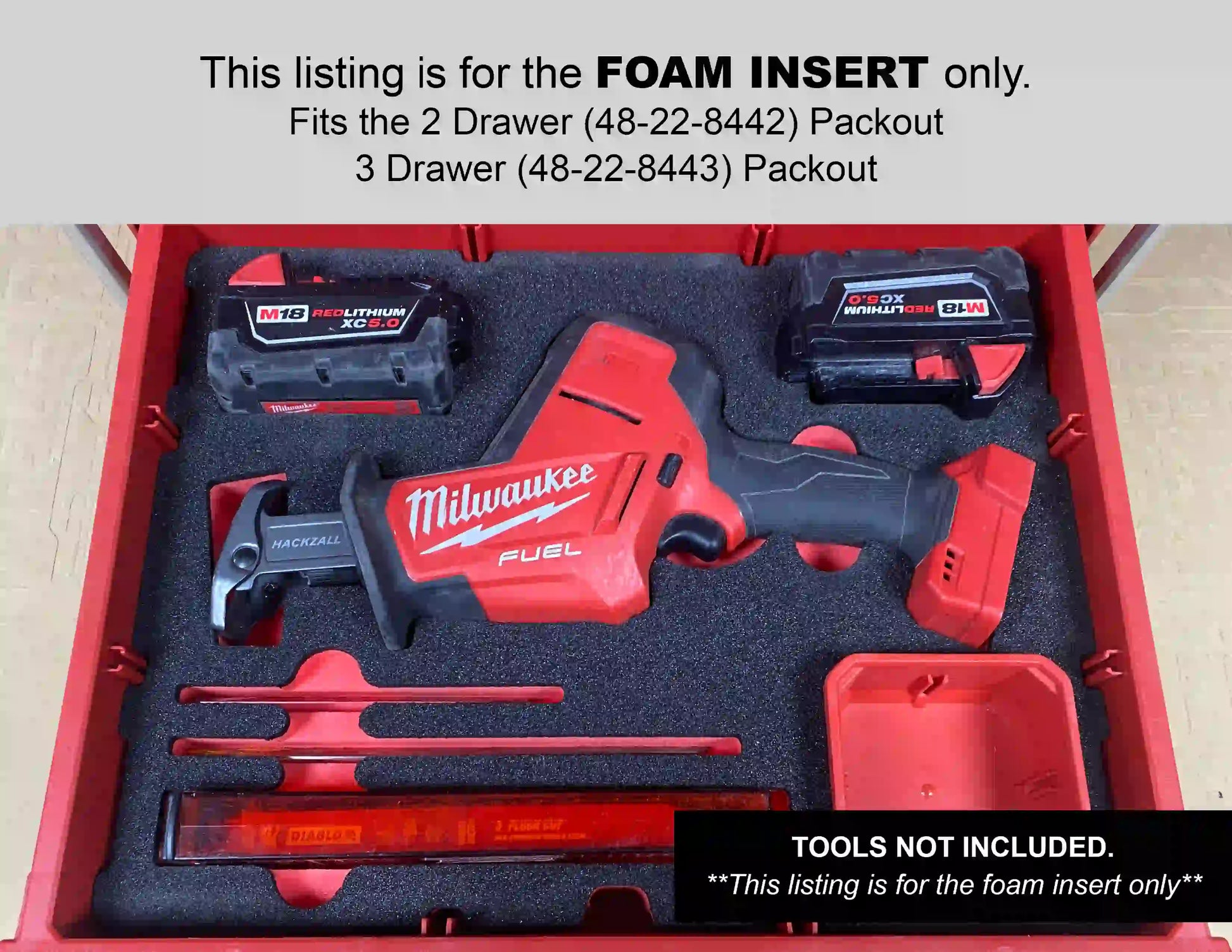 FOAM INSERT to store M18 Fuel Hackzall 2719-20 in a Milwaukee Packout ...