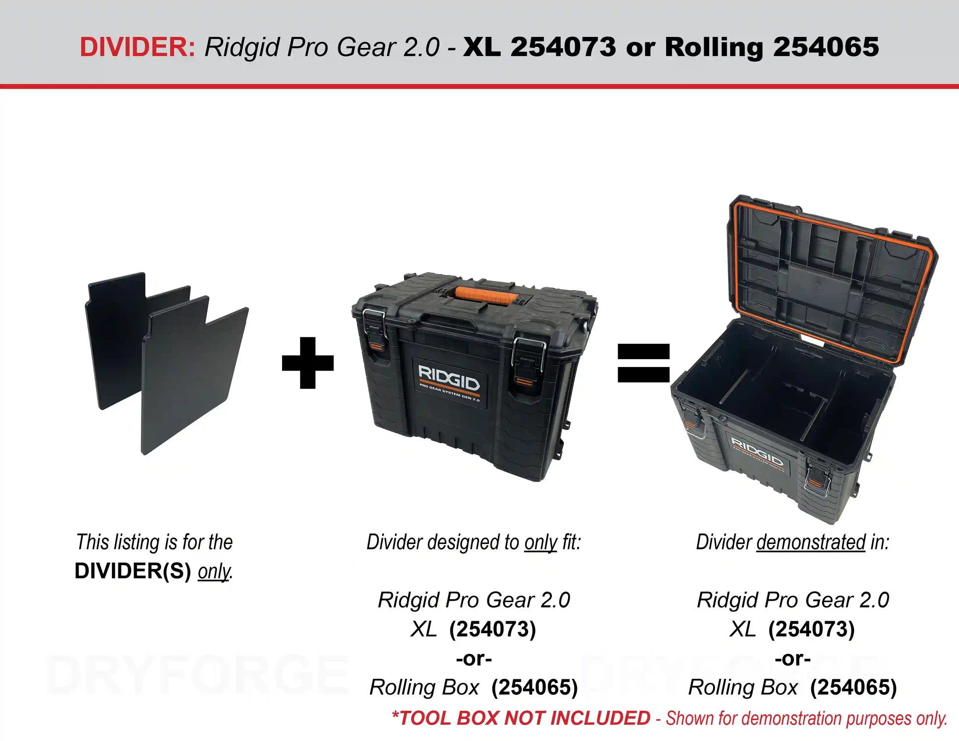 Dividers for Ridgid Pro Gear 2.0 Rolling Tool Box or XL Tool Box - Too ...